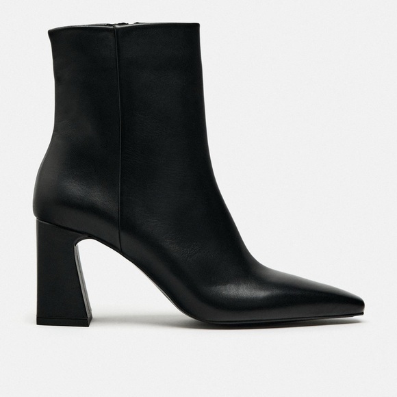 Zara | Shoes | Zara Zippered Leather Heeled Ankle Boots | Poshmark